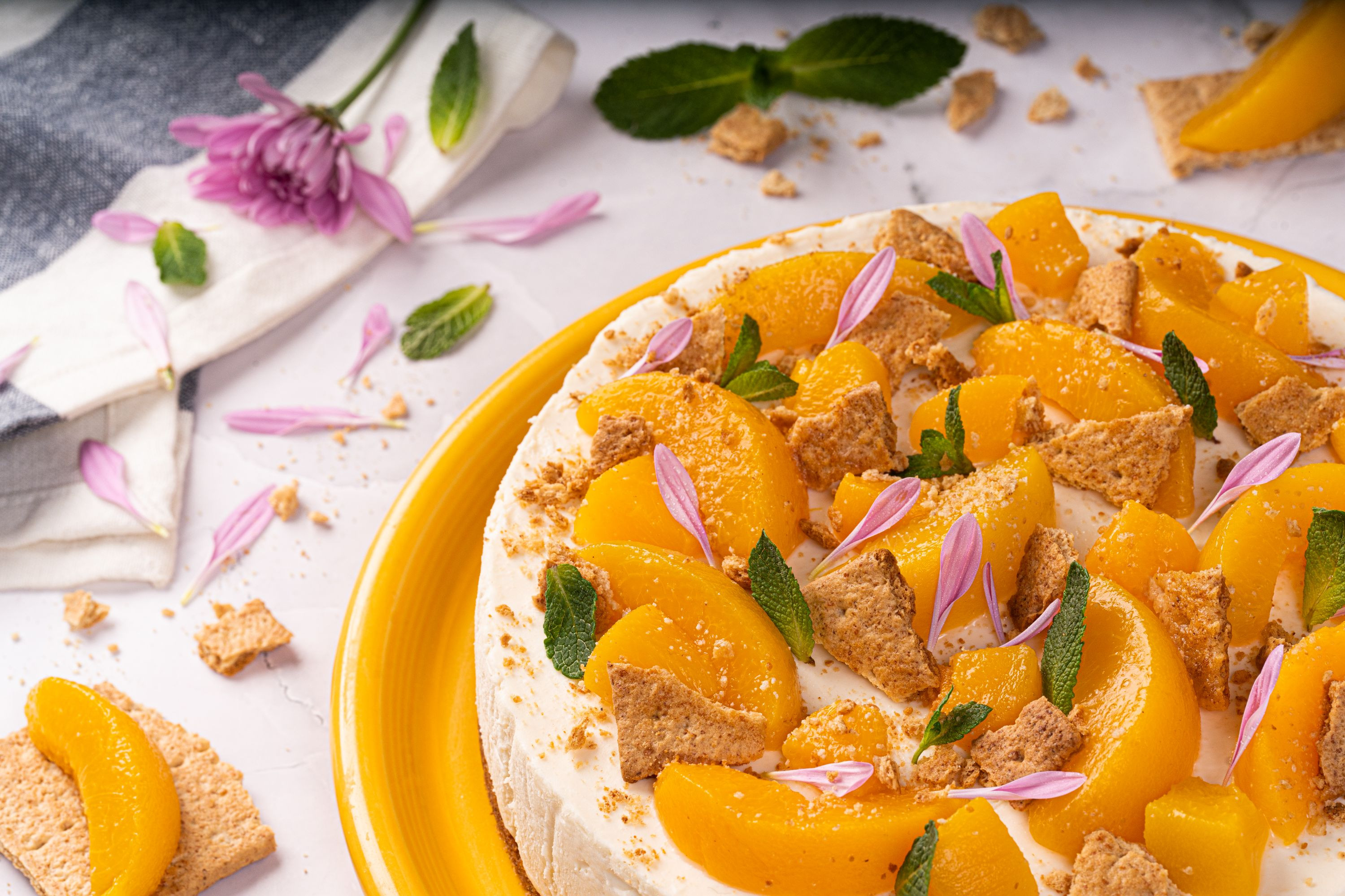 No Bake Cheesecake with Diced Peaches & Graham Topping - Dole Canada ...
